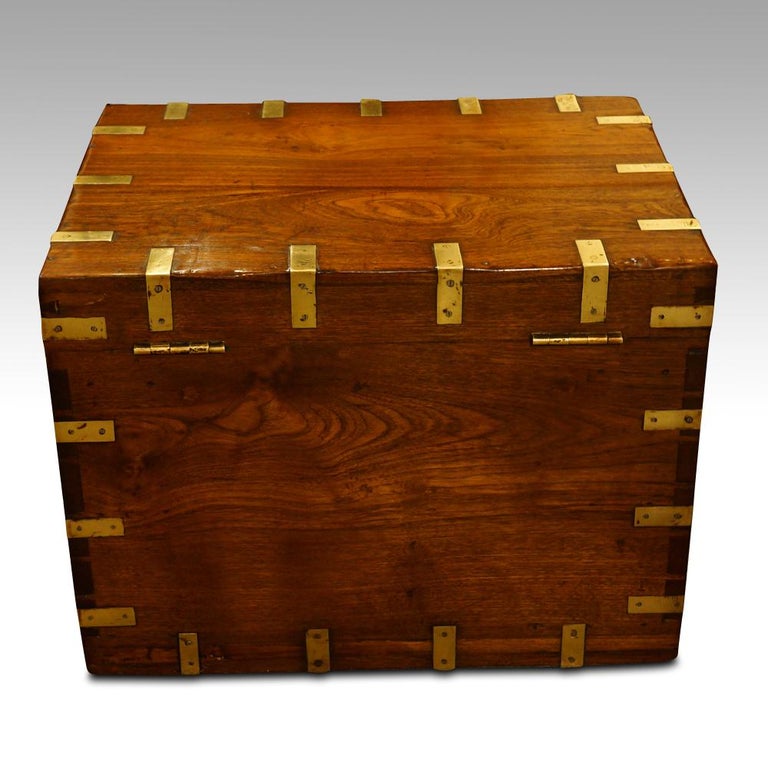 Victorian teak brass cornered British officers military chest at 1stDibs