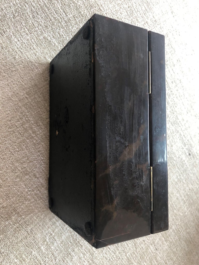 Victorian Tortoise Shell Jewelry Box with Sterling Medallion For Sale ...