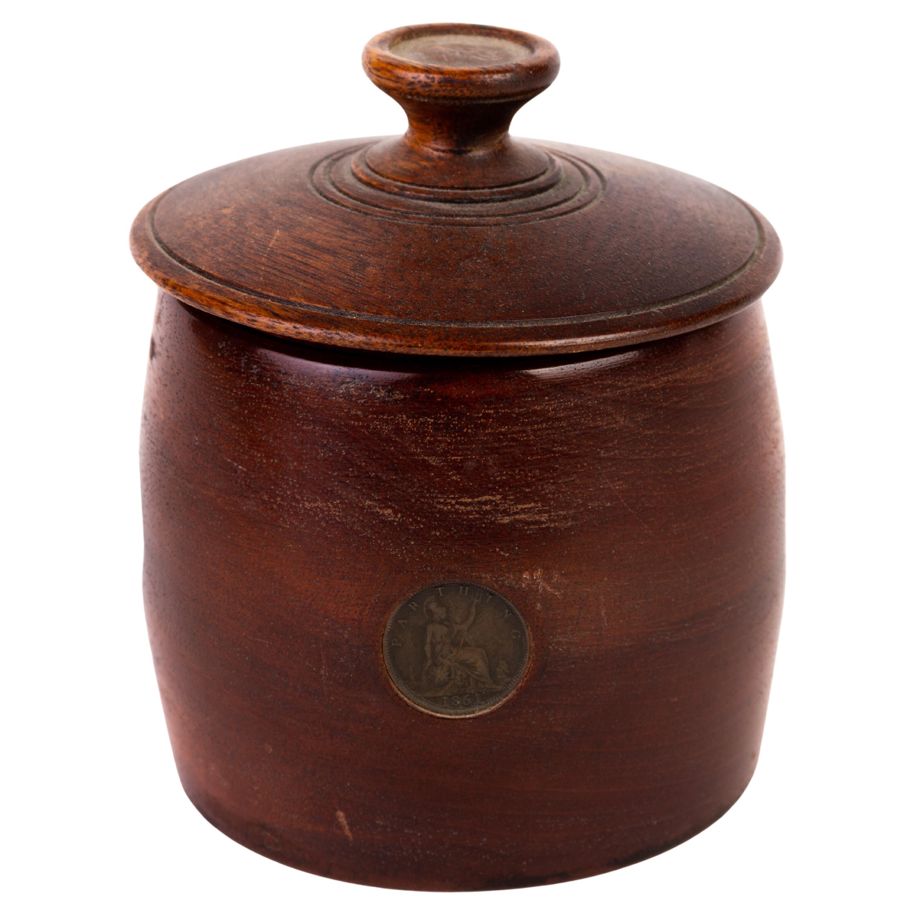 Victorian Treen Walnut Wood Tobacco Jar 19th Century For Sale at 1stDibs