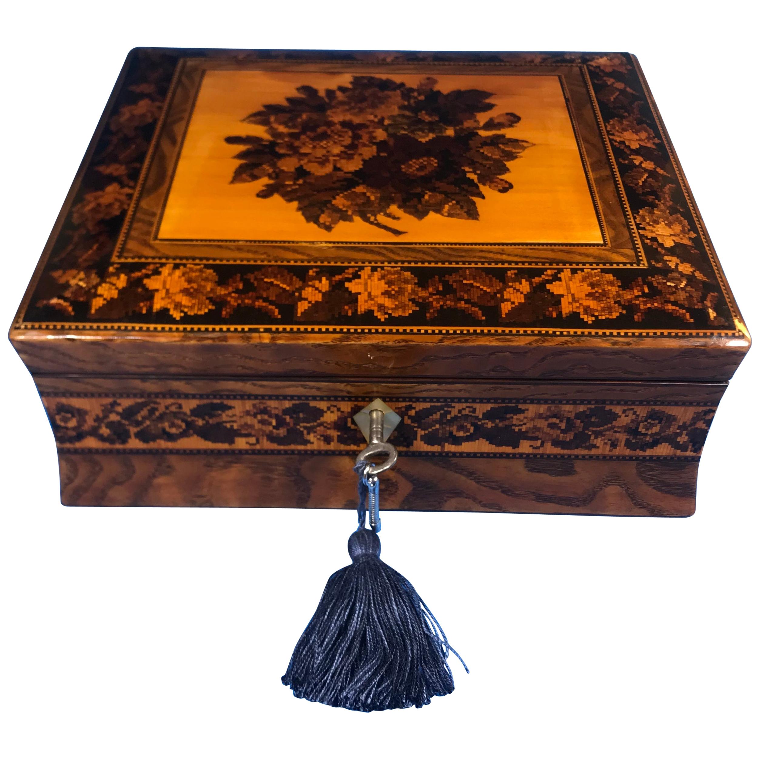 Victorian Tunbridge ware inlaid Jewellery Box For Sale at 1stDibs
