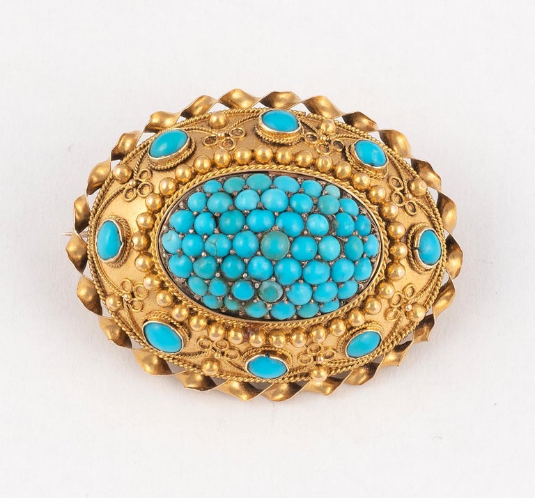 Victorian Turquoise Brooch at 1stDibs