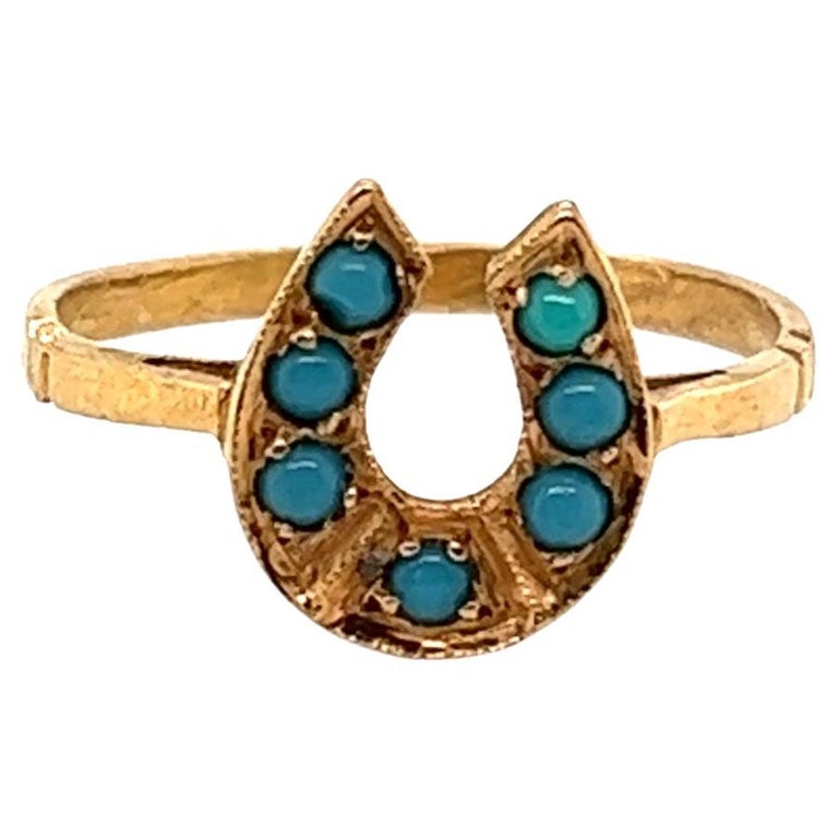 Victorian Turquoise Horseshoe Ring Original 1880s -1900s Antique 18k ...