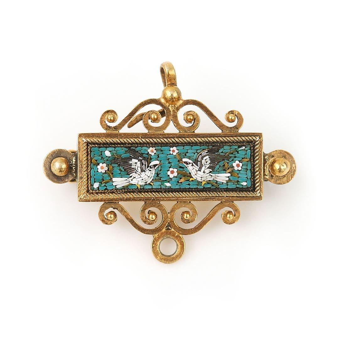Victorian Twin Doves Micromosaic Pendant and Brooch, Circa 1860 at ...
