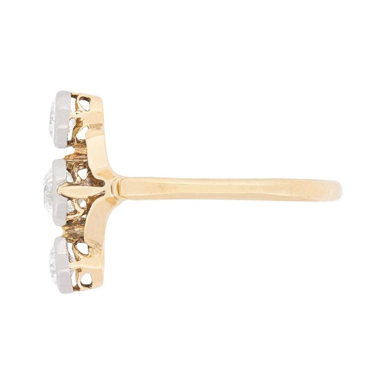 Victorian Vertically Set Three-Stone Diamond Ring, circa 1900s at 1stDibs