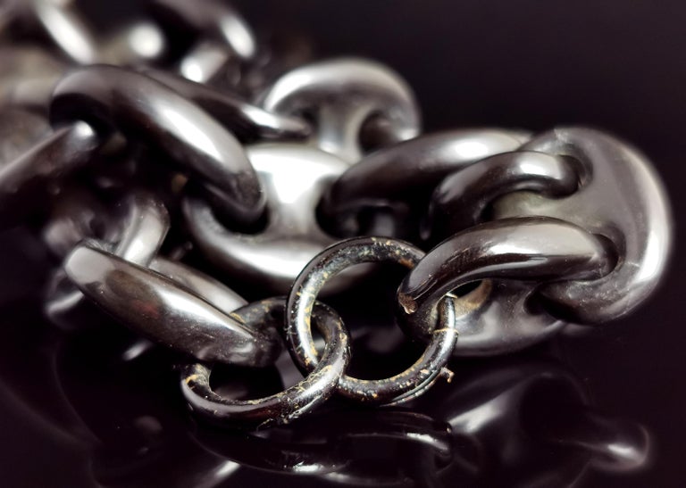 Victorian Vulcanite Chain Necklace, Mariner Link, Mourning For Sale at ...