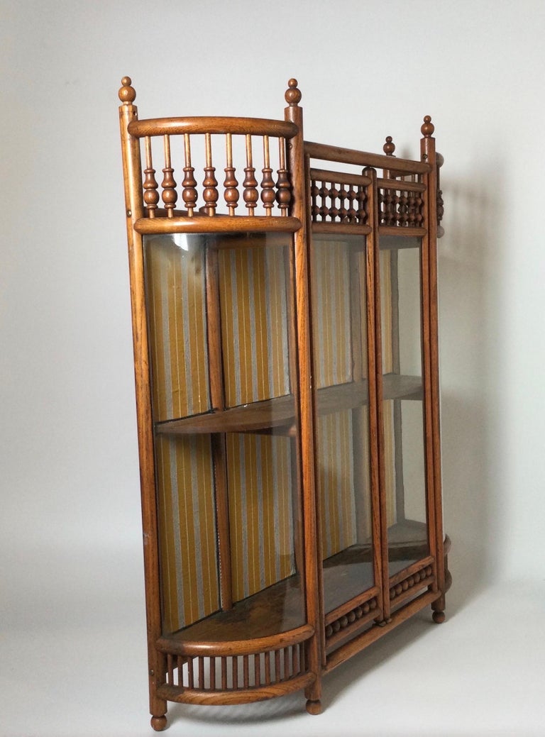 Victorian Wall Curio Cabinet with Ball and Stick Design For Sale at 1stDibs