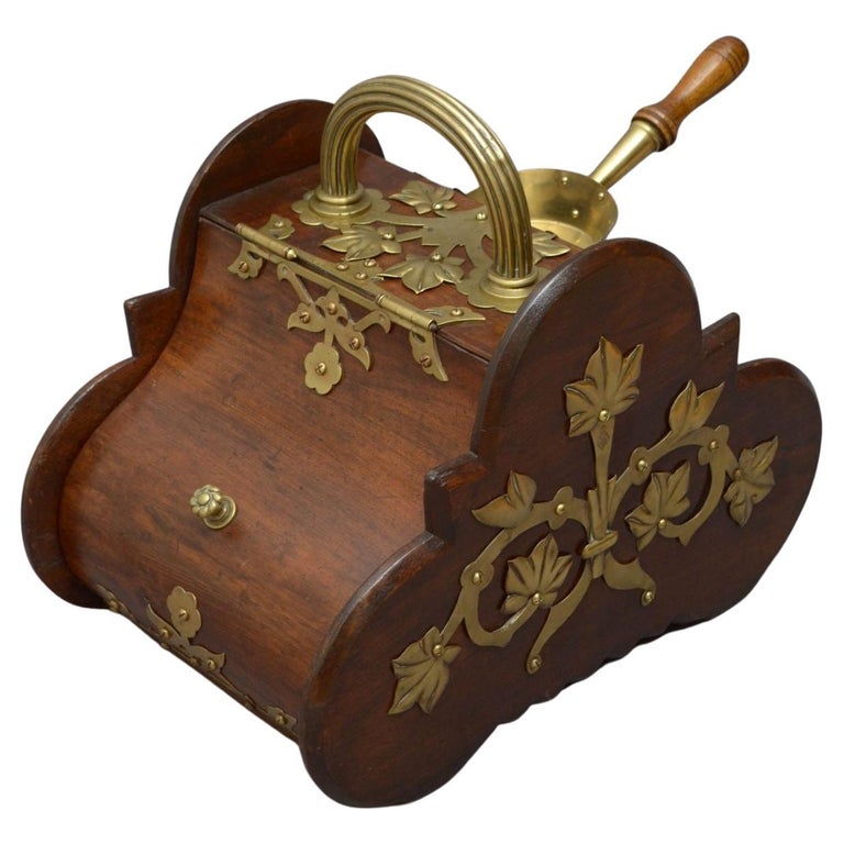 Victorian Walnut Coal Scuttle For Sale at 1stDibs