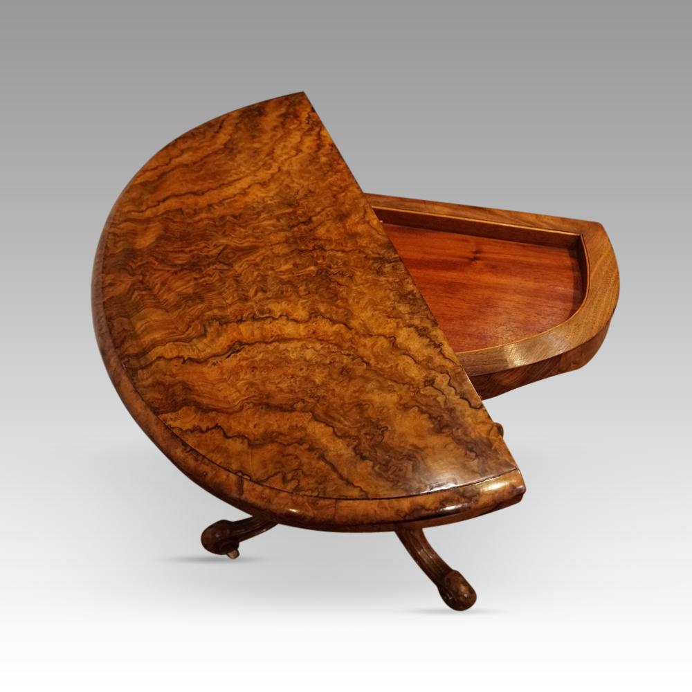 Victorian walnut demi lune card table For Sale at 1stDibs