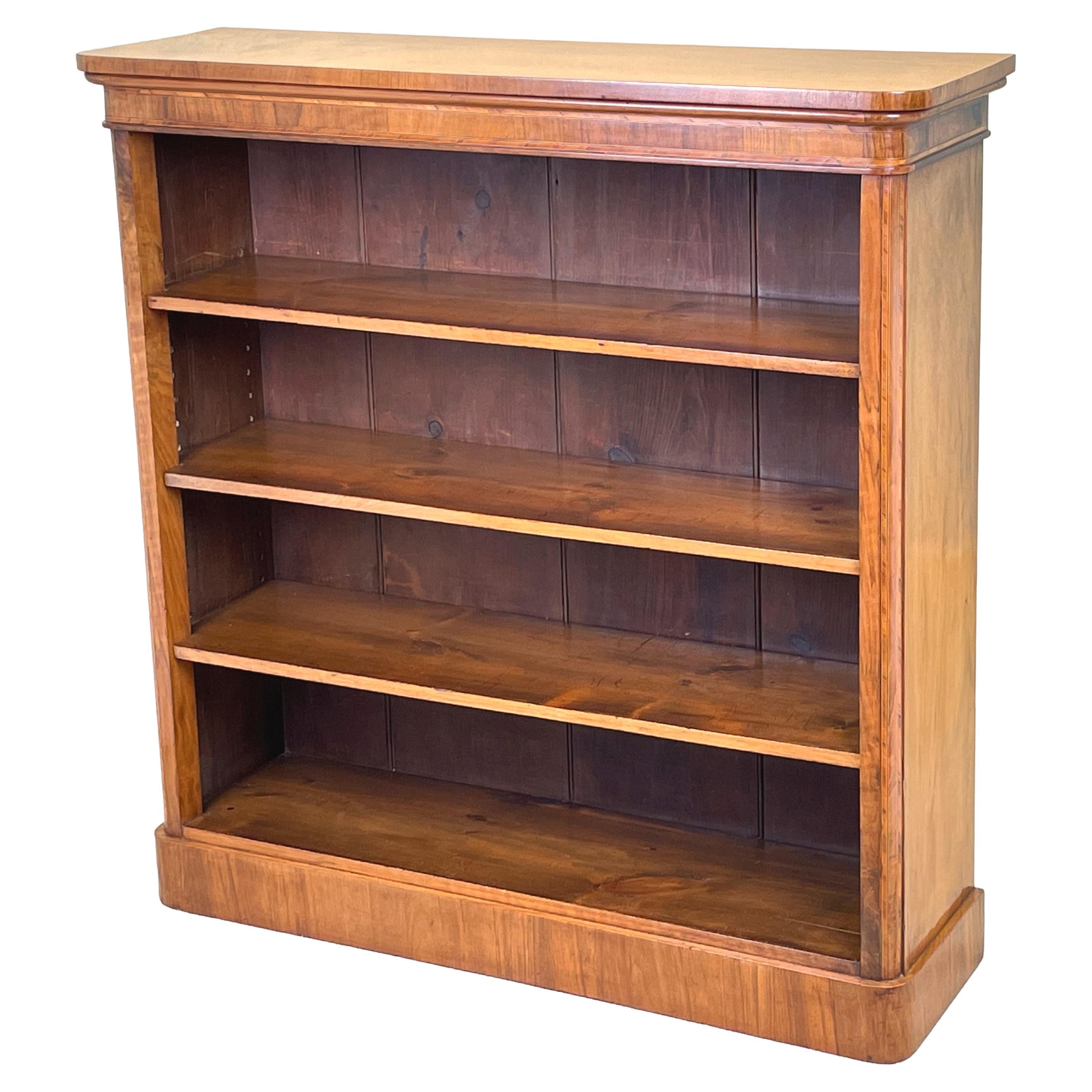 Pair of Tall Walnut Narrow Open Bookcases at 1stDibs