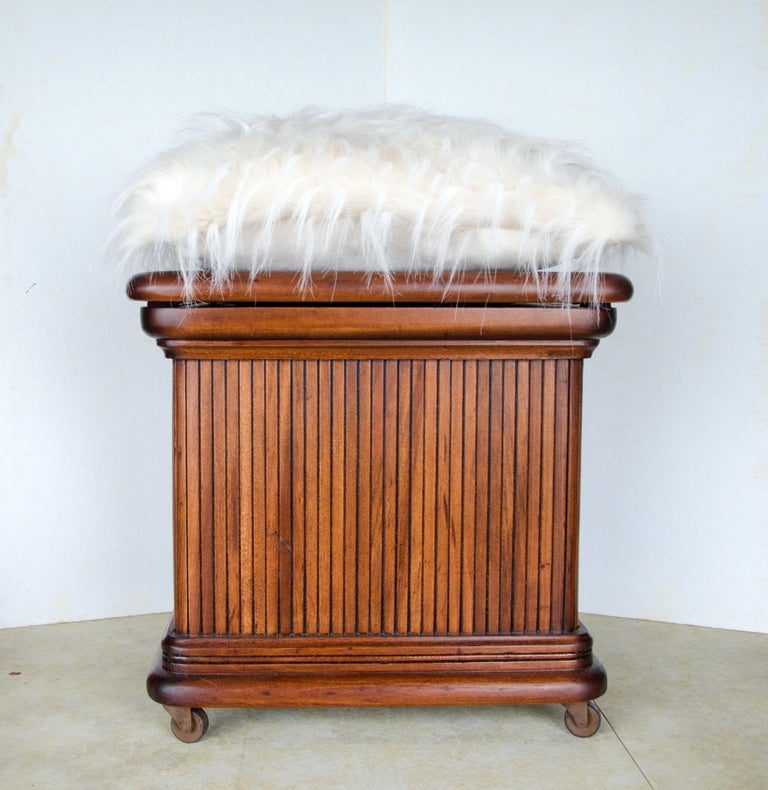 Victorian Walnut Finish Bedroom Commode, Footstool, Ottoman with ...