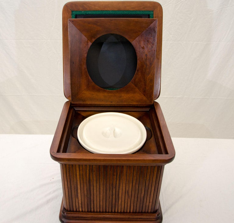 Victorian Walnut Finish Bedroom Commode, Footstool, Ottoman with ...