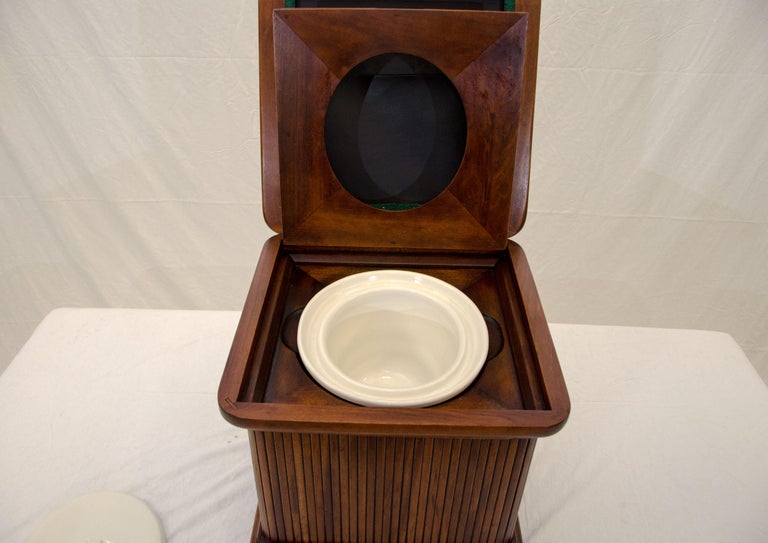 Victorian Walnut Finish Bedroom Commode, Footstool, Ottoman with ...