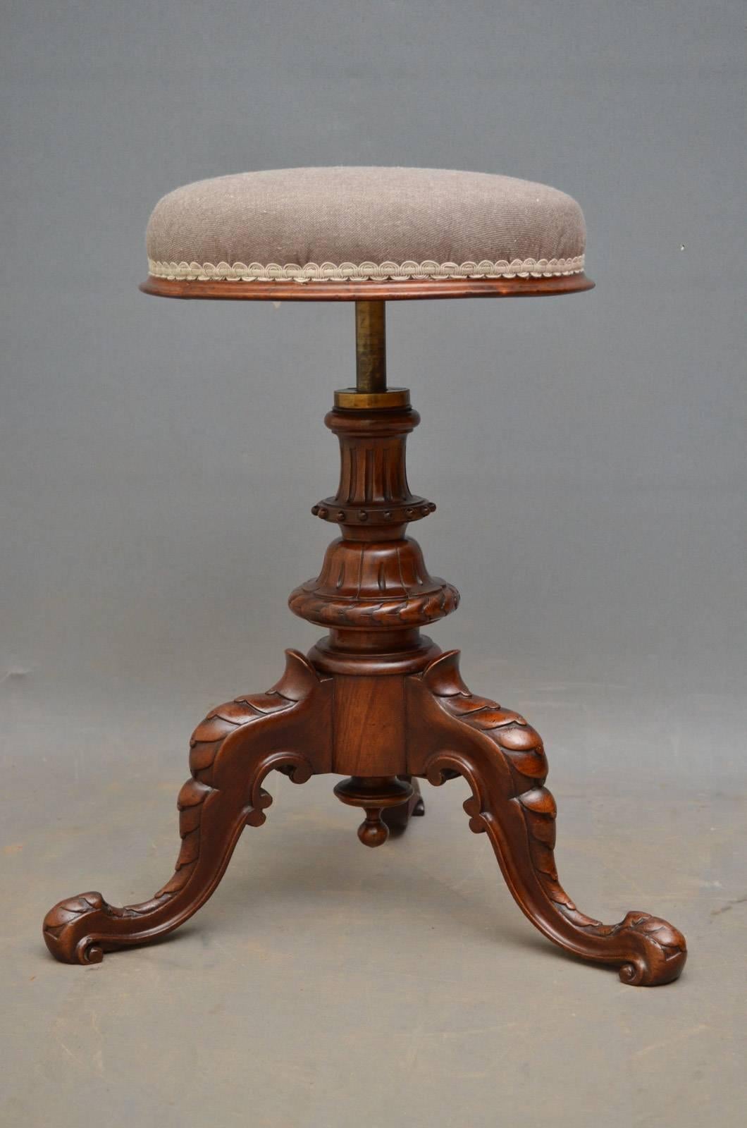 Victorian Walnut Piano Stool at 1stDibs | piano stool for sale ...