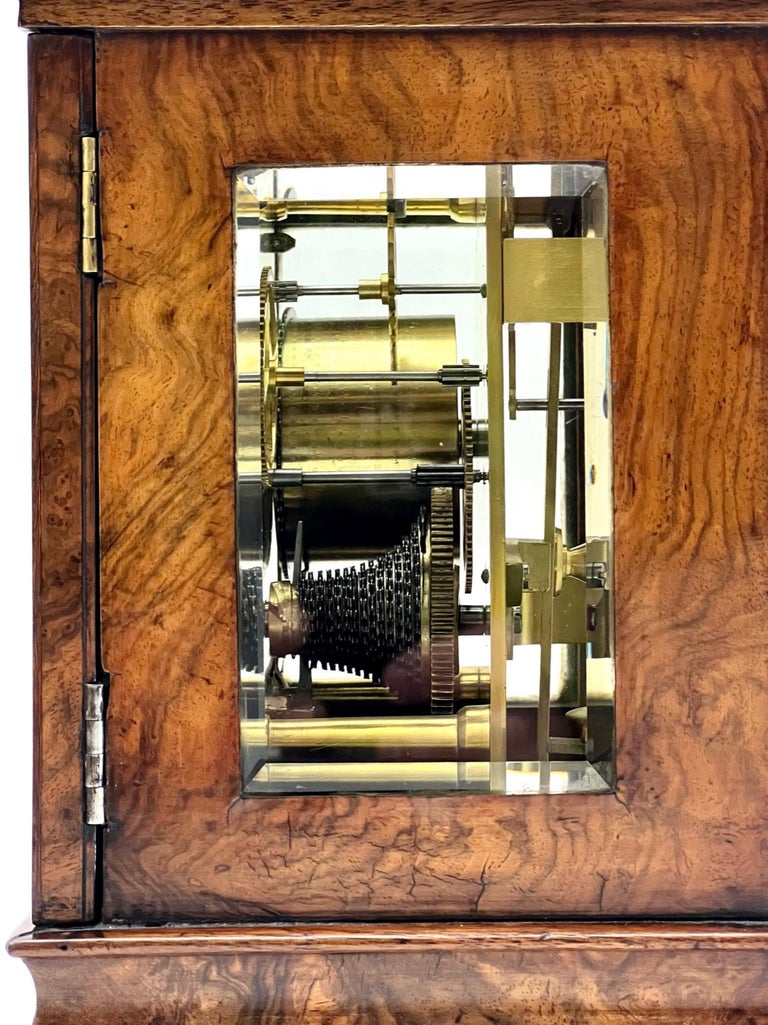 Victorian Walnut Timepiece Library Clock at 1stDibs