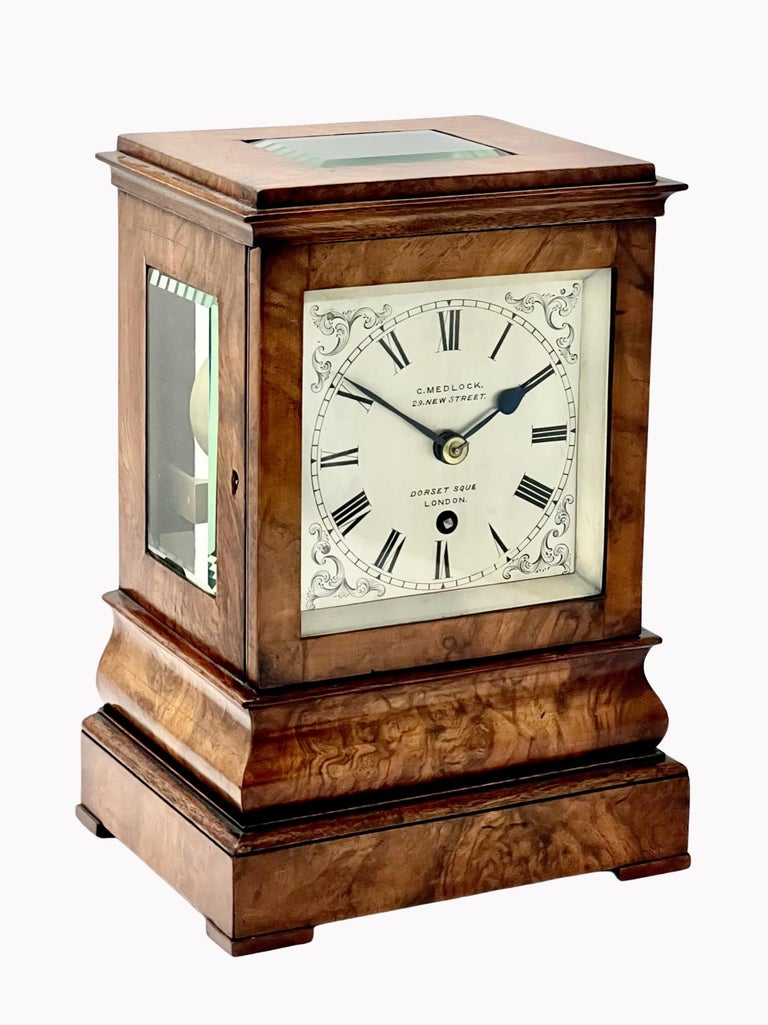 Victorian Walnut Timepiece Library Clock at 1stDibs