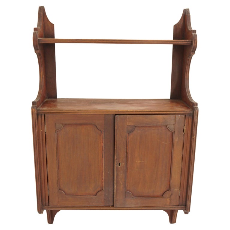 Victorian Walnut Wall Mounted Hanging Display Cabinet, Scotland 1890 ...