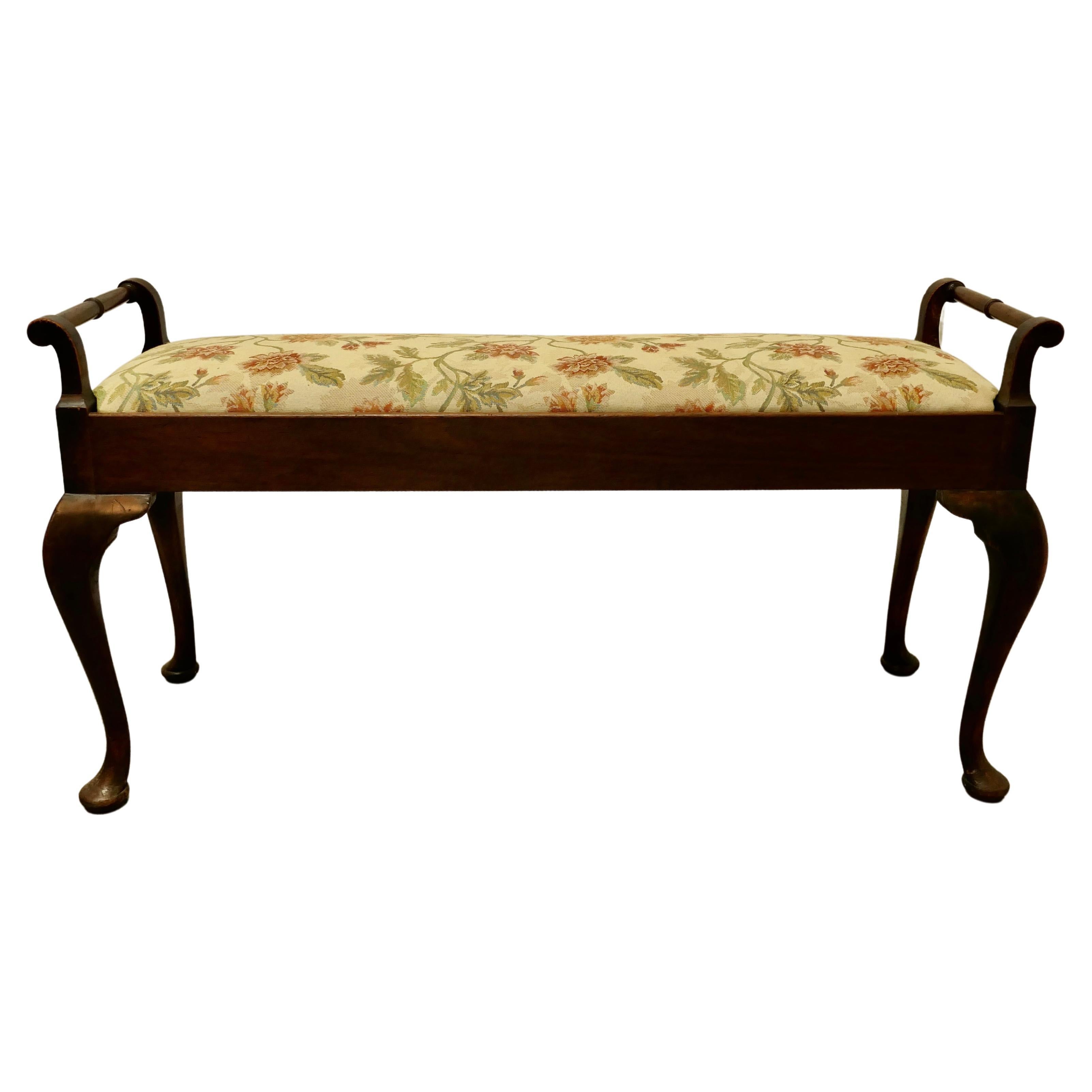 Large Walnut Victorian X Frame Stool Seat Ottoman Chair For Sale at 1stDibs