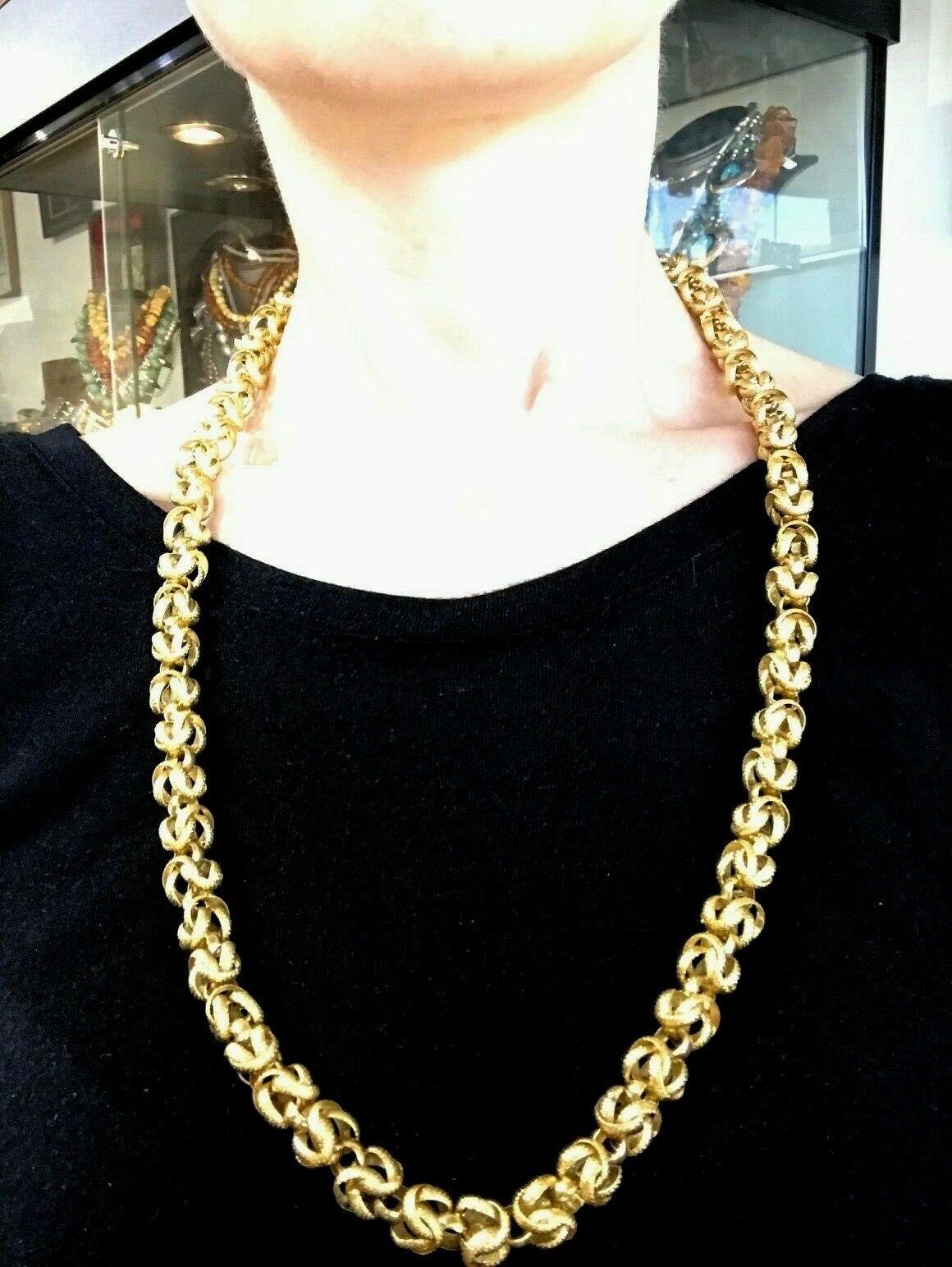 Victorian Whimsical Link Yellow Gold Chain Necklace at 1stDibs