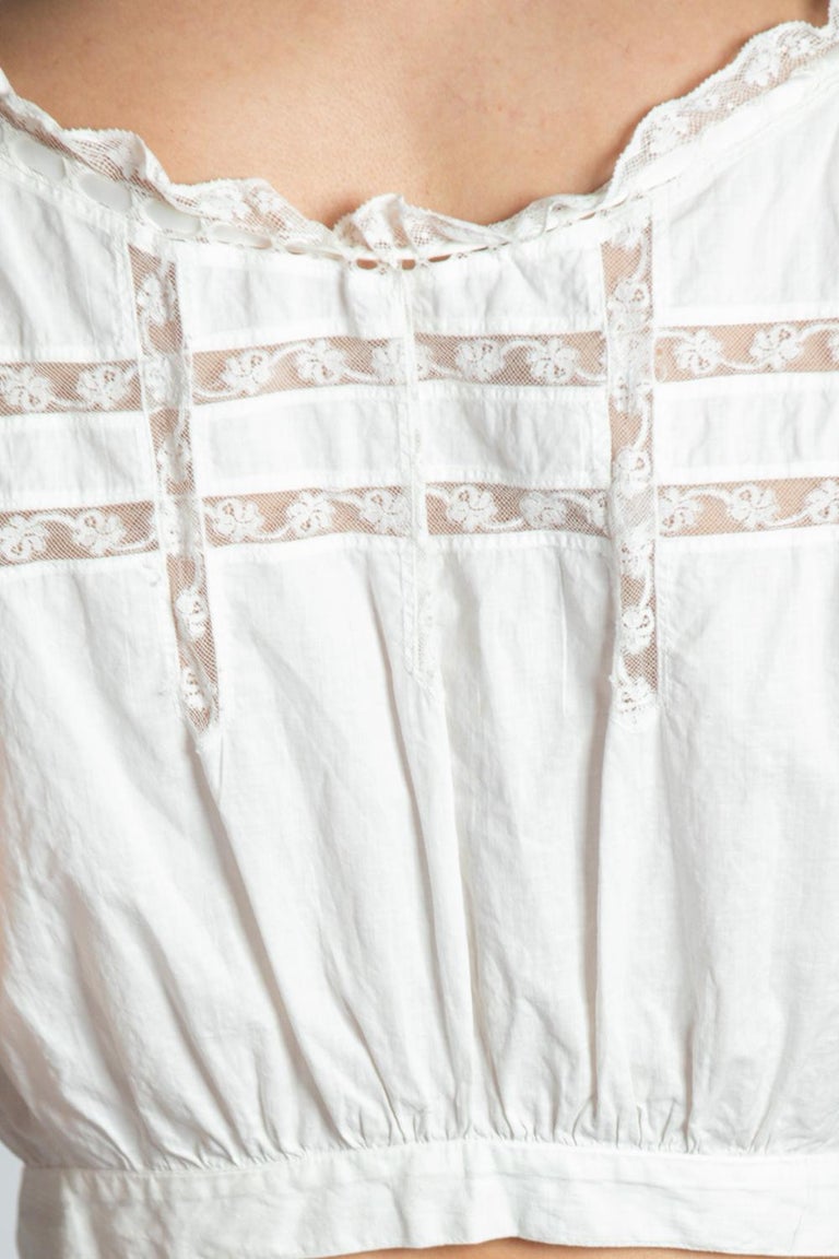 Victorian White Organic Cotton Corset Cover Top Trimmed In Lace For ...