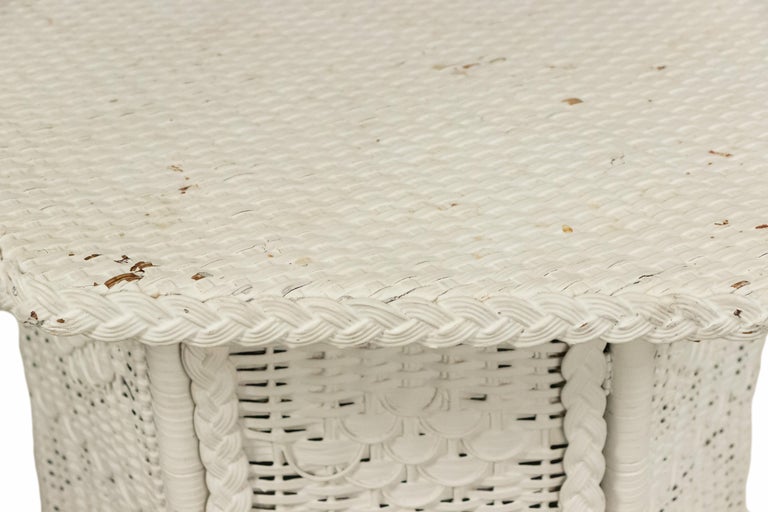 Victorian White Wicker Large End Table For Sale at 1stDibs | white ...