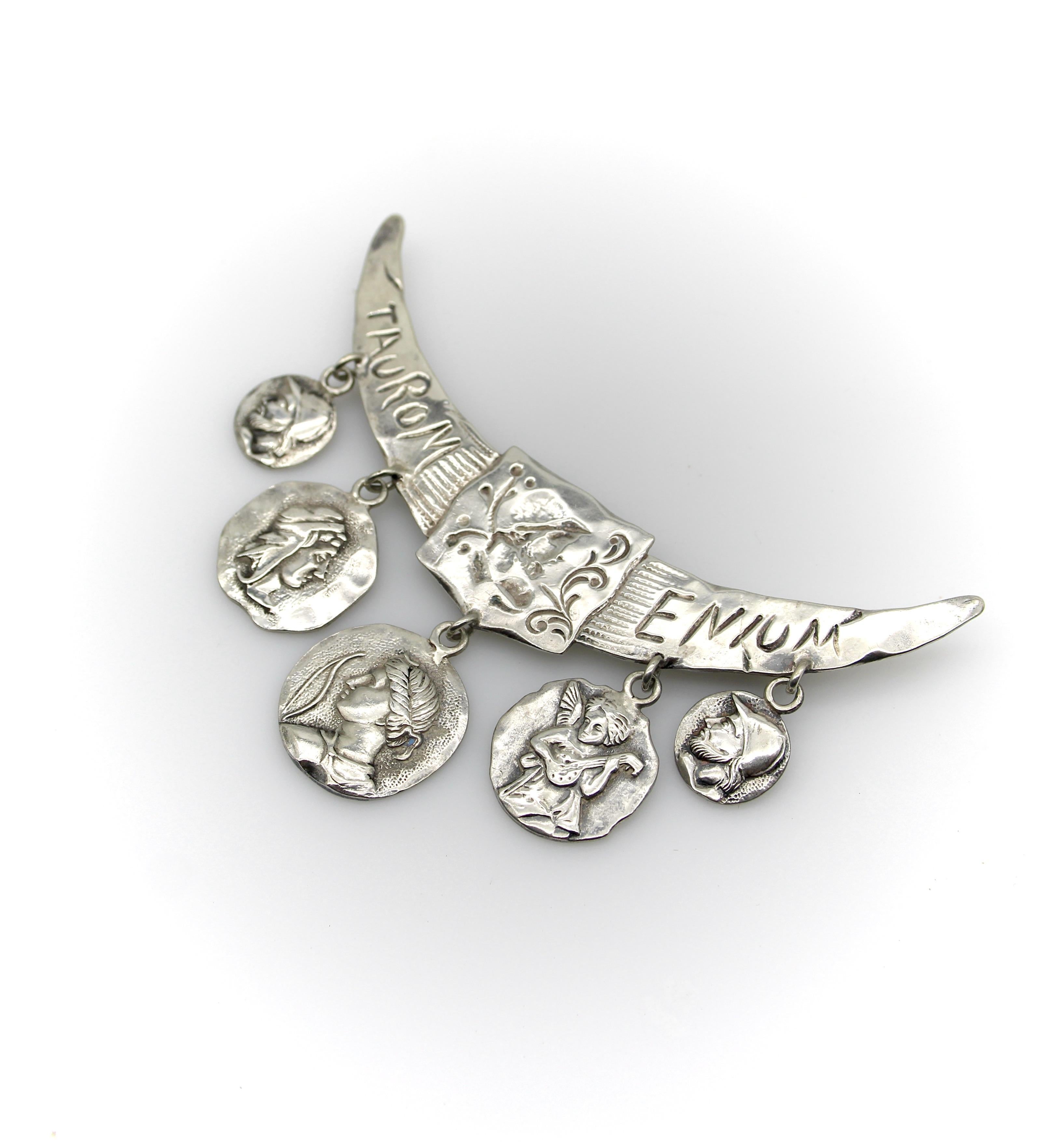 Victorian Whiting Sterling Silver Etruscan/Homeric Multi-Medallion Pin ...