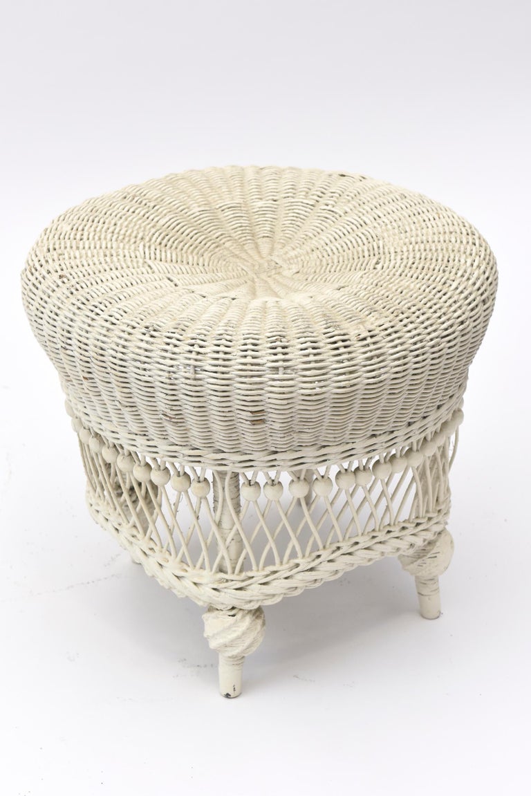 Victorian Wicker Beaded Foot Stool at 1stDibs