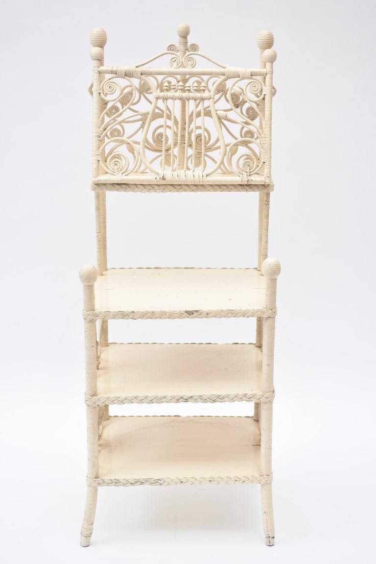 Victorian Wicker Music Stand with Three Shelves and a Hinged Sheet ...
