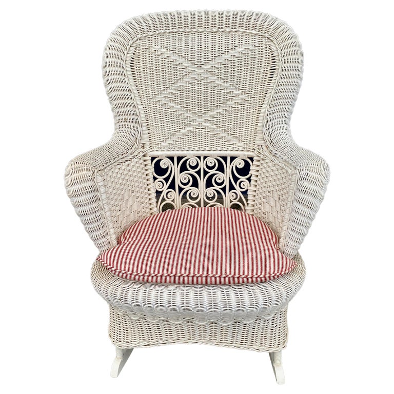Victorian Wicker Rocking Chair For Sale at 1stDibs