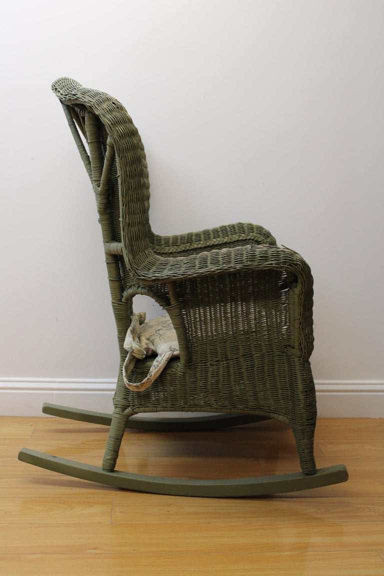 Victorian Wicker Rocking Chair For Sale at 1stDibs