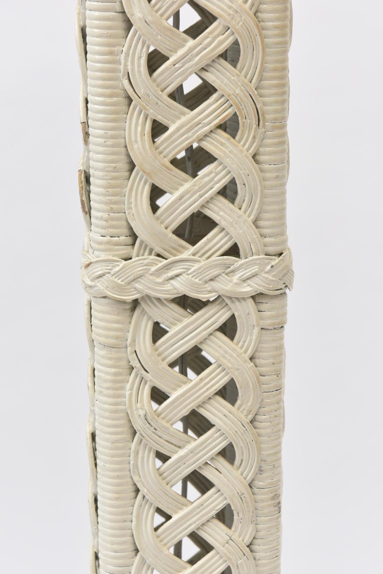 Victorian Wicker Standing Parlor Lamp with Splay Foot Base and Woven ...