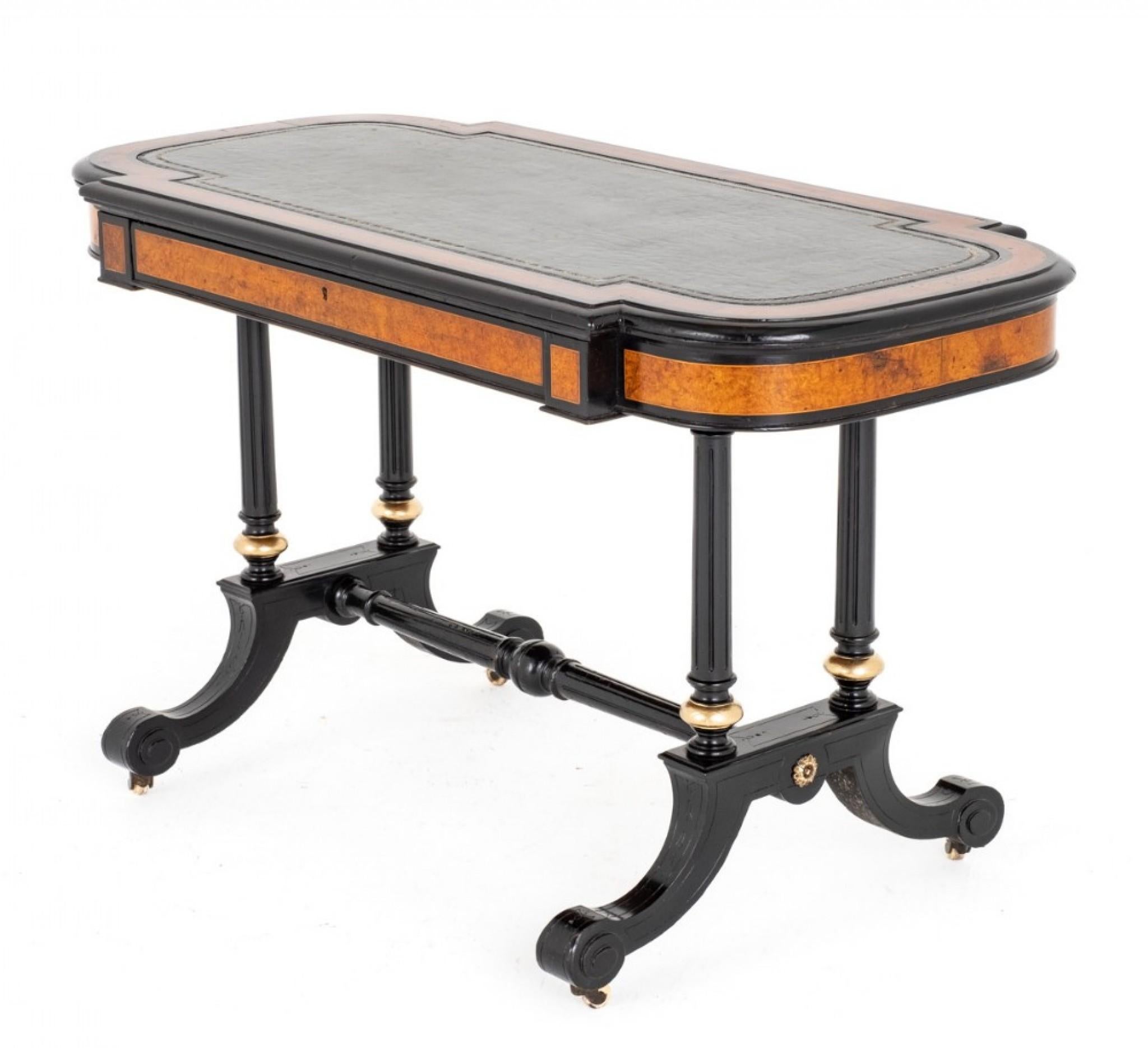 Victorian Writing Table Desk Walnut Ebonised 1860 For Sale at 1stDibs