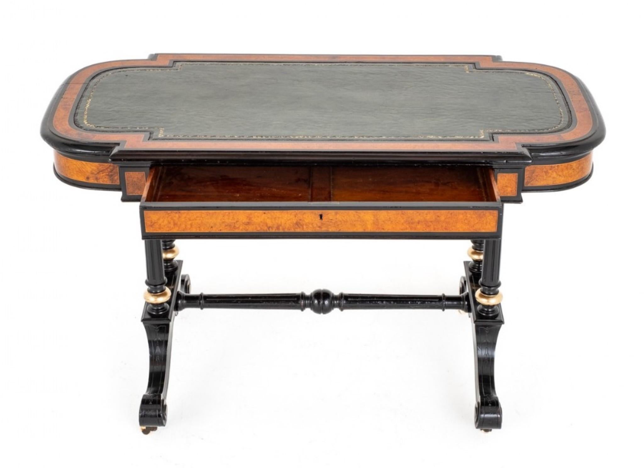 Victorian Writing Table Desk Walnut Ebonised 1860 For Sale at 1stDibs