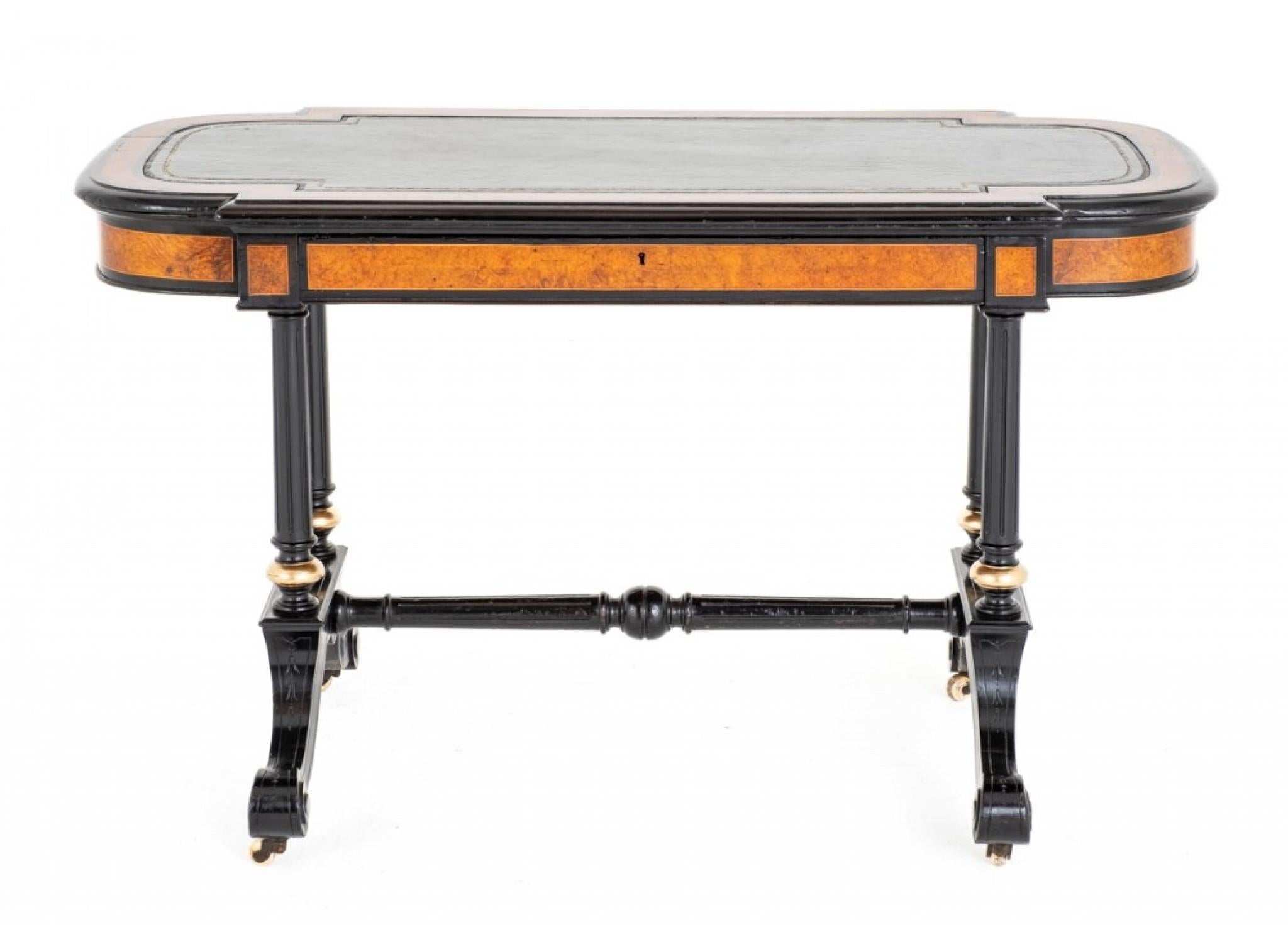 Victorian Writing Table Desk Walnut Ebonised 1860 For Sale at 1stDibs