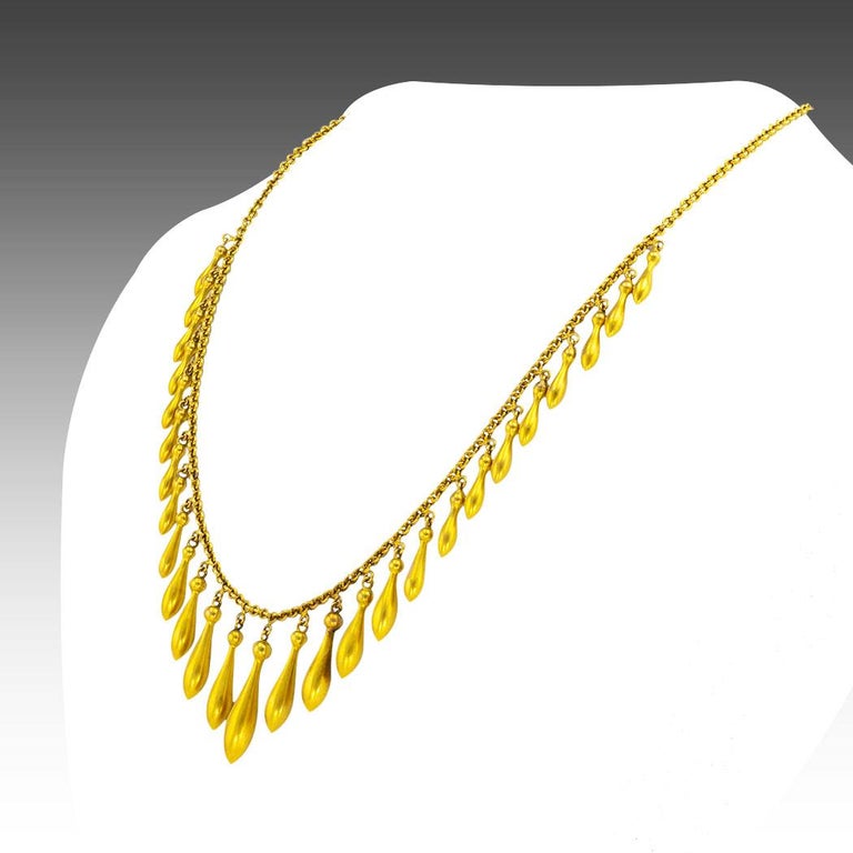 Victorian Yellow Gold Fringe Necklace For Sale at 1stDibs