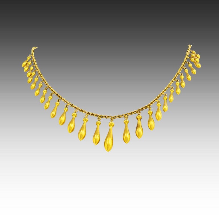 Victorian Yellow Gold Fringe Necklace For Sale at 1stDibs