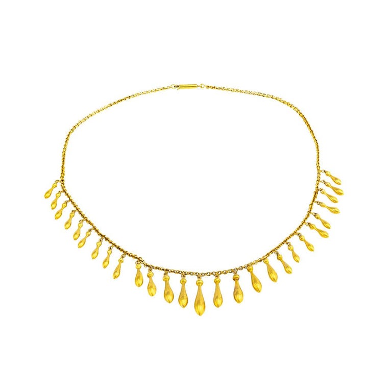 Victorian Yellow Gold Fringe Necklace For Sale at 1stDibs