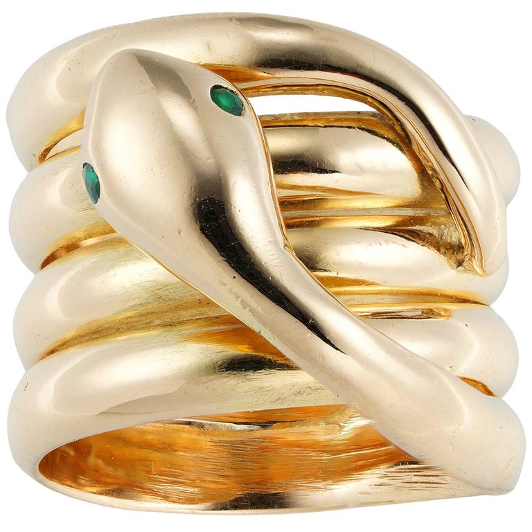 Victorian Yellow Gold Serpent Ring at 1stDibs