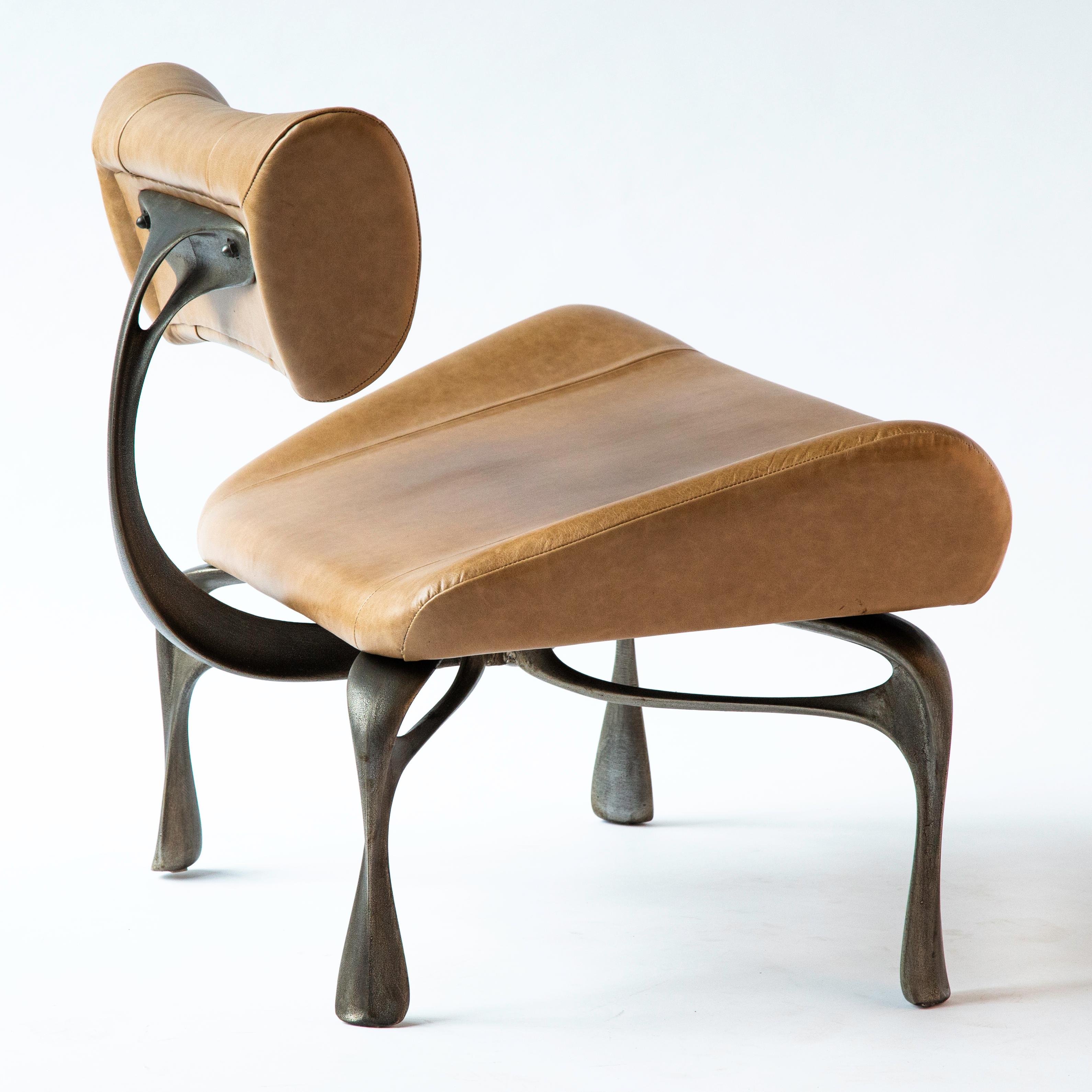 Victory Lounge Chair, Leather and Patinated Cast Aluminum, Jordan Mozer ...