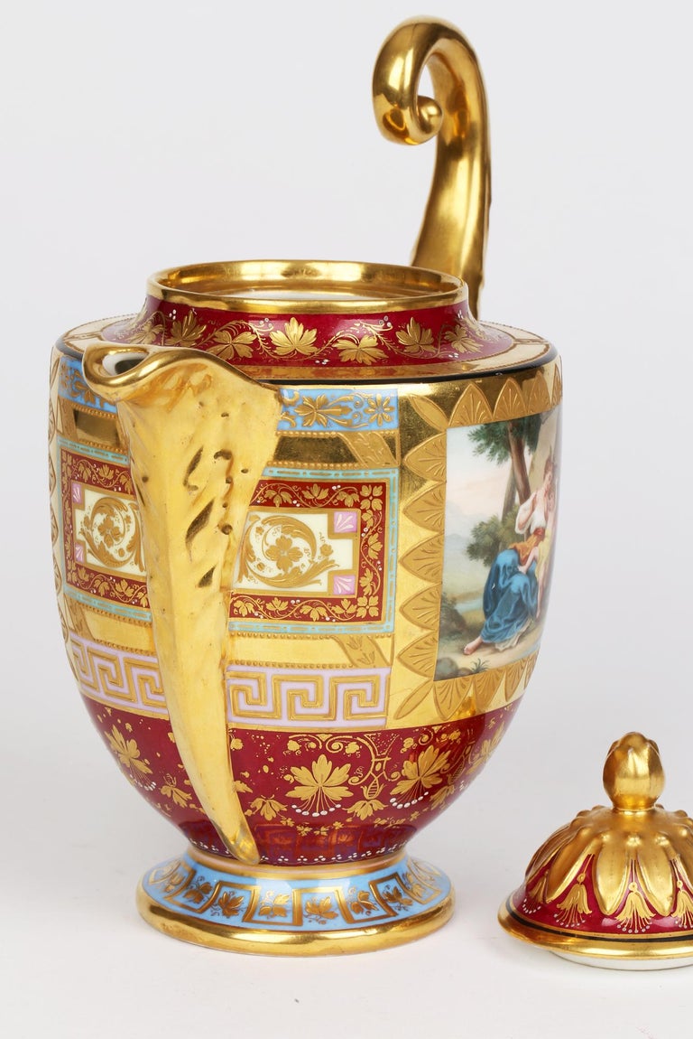 Vienna Austrian Hand-Painted Porcelain Chocolate Pot and Stand For Sale ...