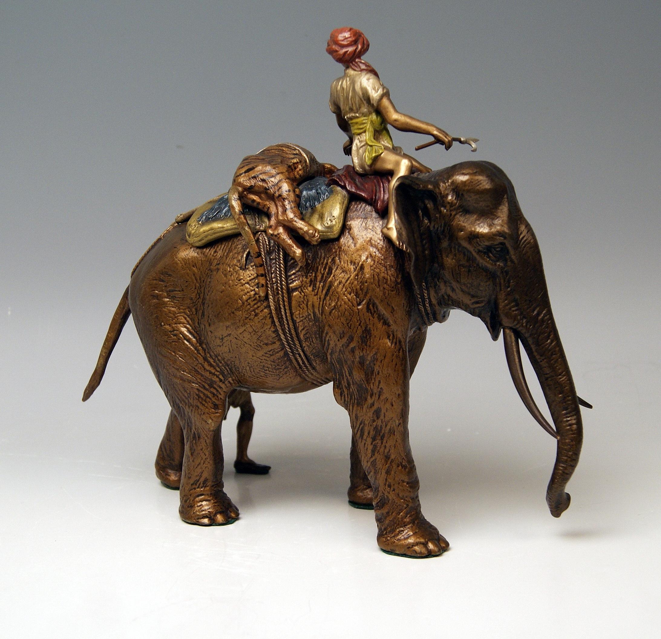 Vienna Bergman Bronze Big Game Hunters with Elephant and Tiger Vintage ...
