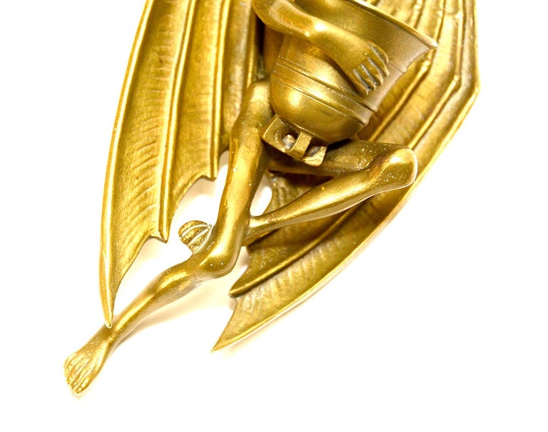 Vienna Bronze Wall Hanging Devil Figure Match Holder For Sale at 1stDibs