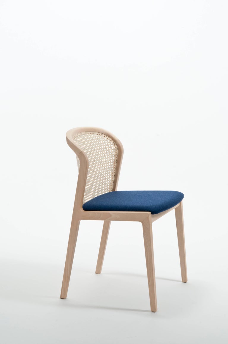 Vienna Chair by Colé, Modern Design in Wood and Straw, Azure ...