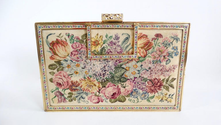 Vienna Handwork Mid-20th Century Floral Petit Point Bag at 1stDibs