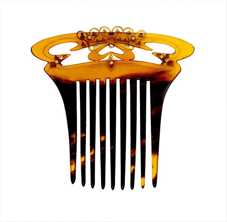 Vienna Köchert Art Nouveau Ruby Diamond Tortoise Shell Gold Silver Hair ...