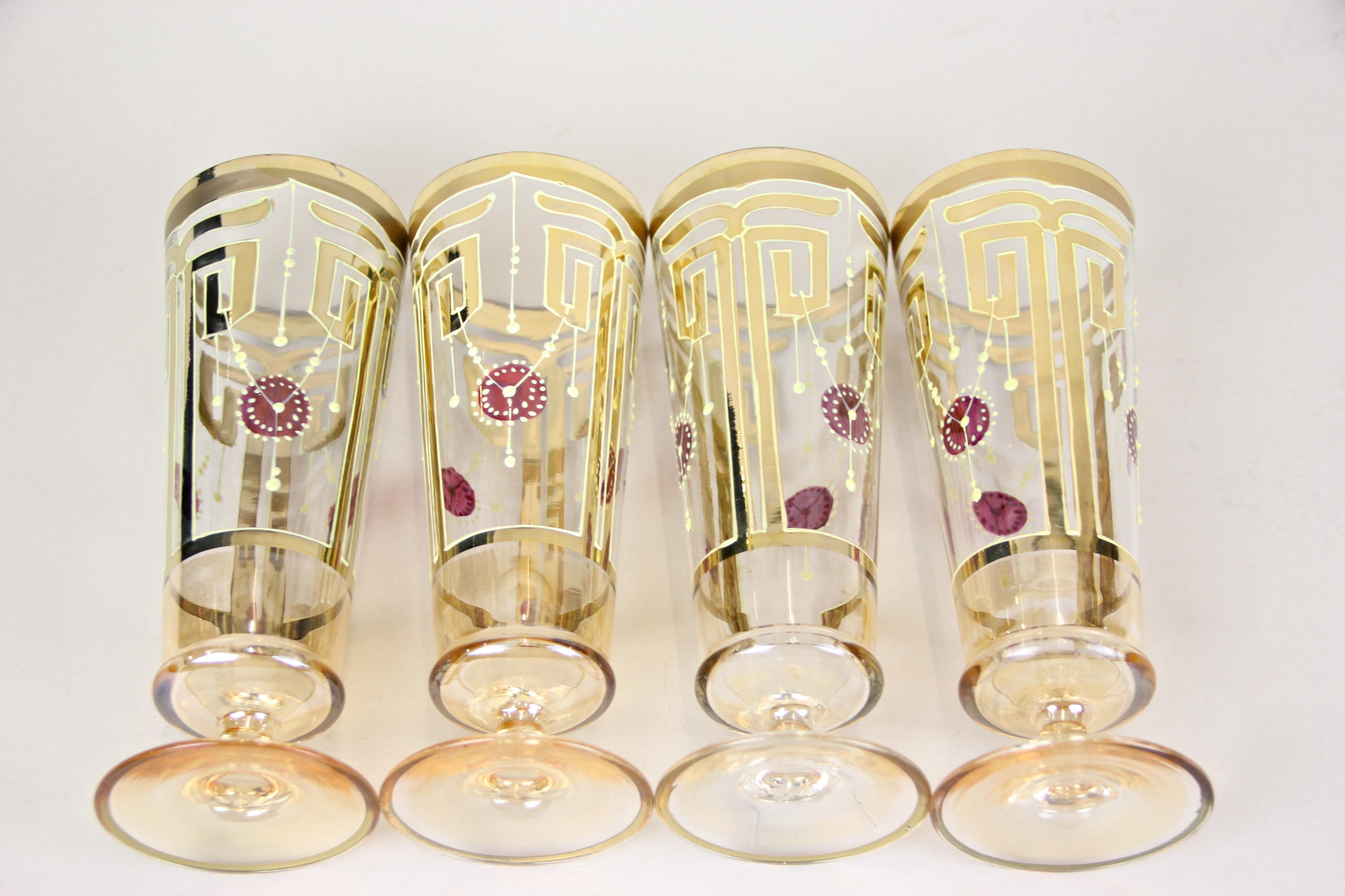 Vienna Secession Gilt Glasses Set of Four Art Nouveau, Austria, circa ...