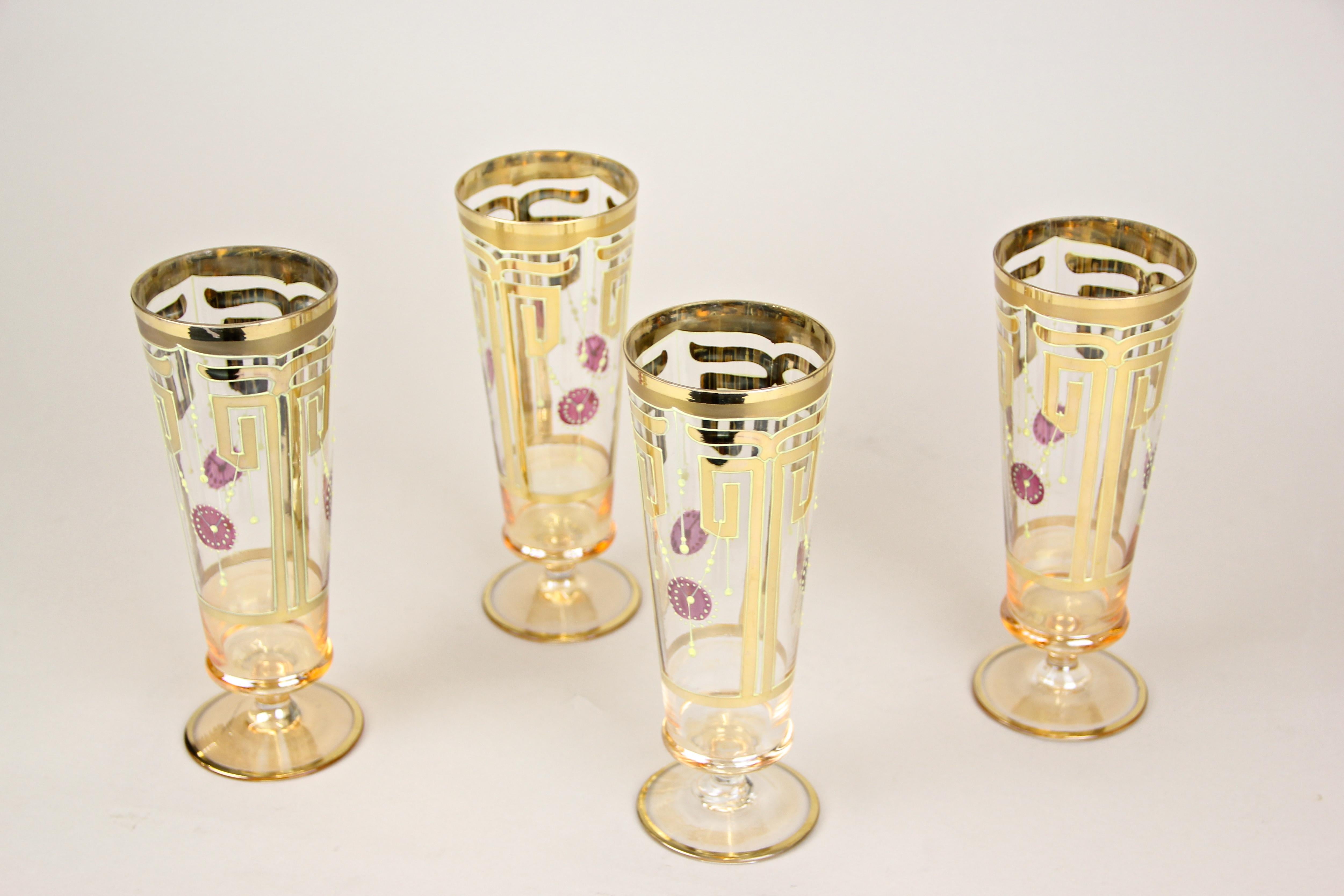 Vienna Secession Gilt Glasses Set of Four Art Nouveau, Austria, circa ...