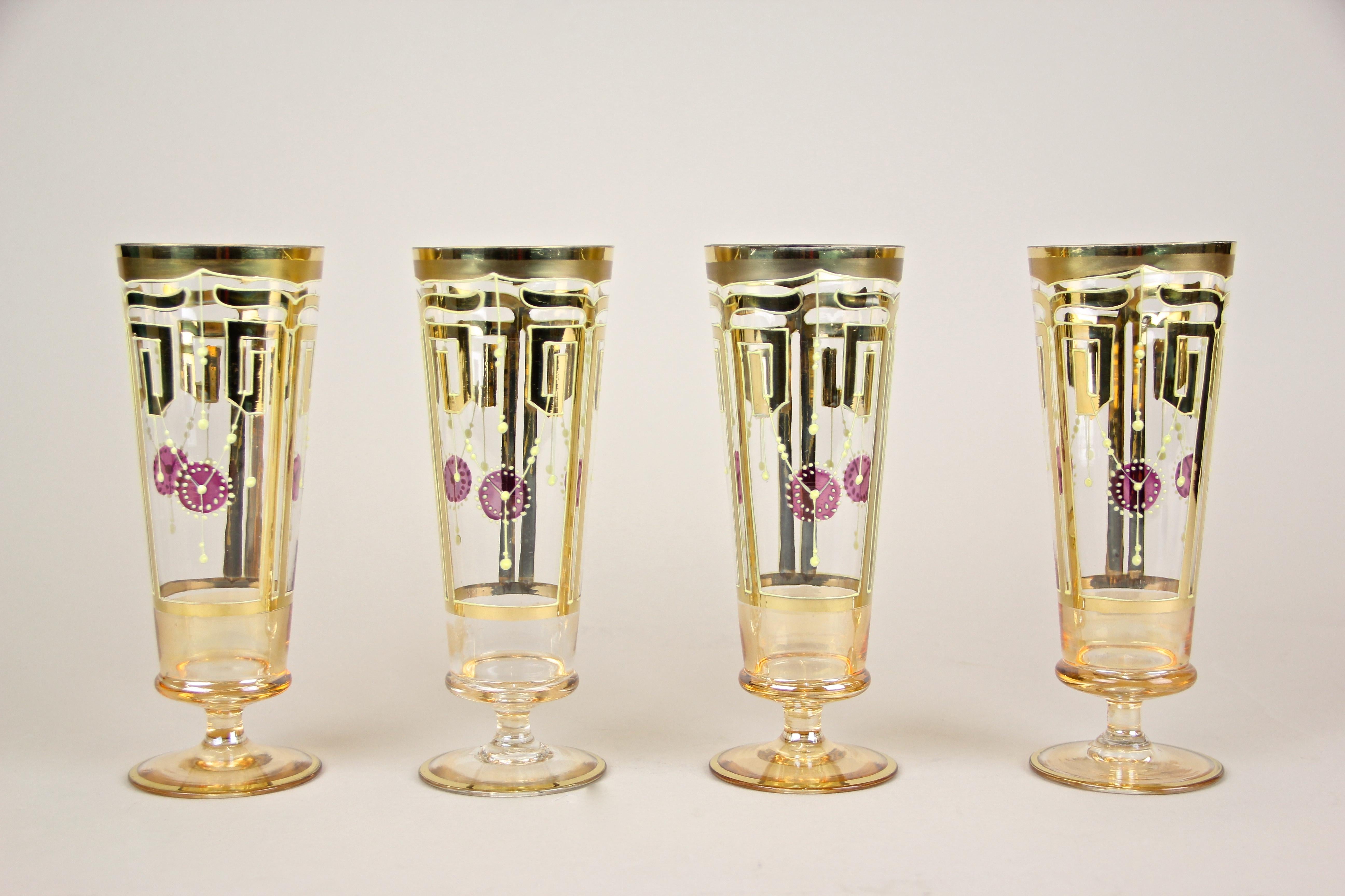 Vienna Secession Gilt Glasses Set of Four Art Nouveau, Austria, circa ...