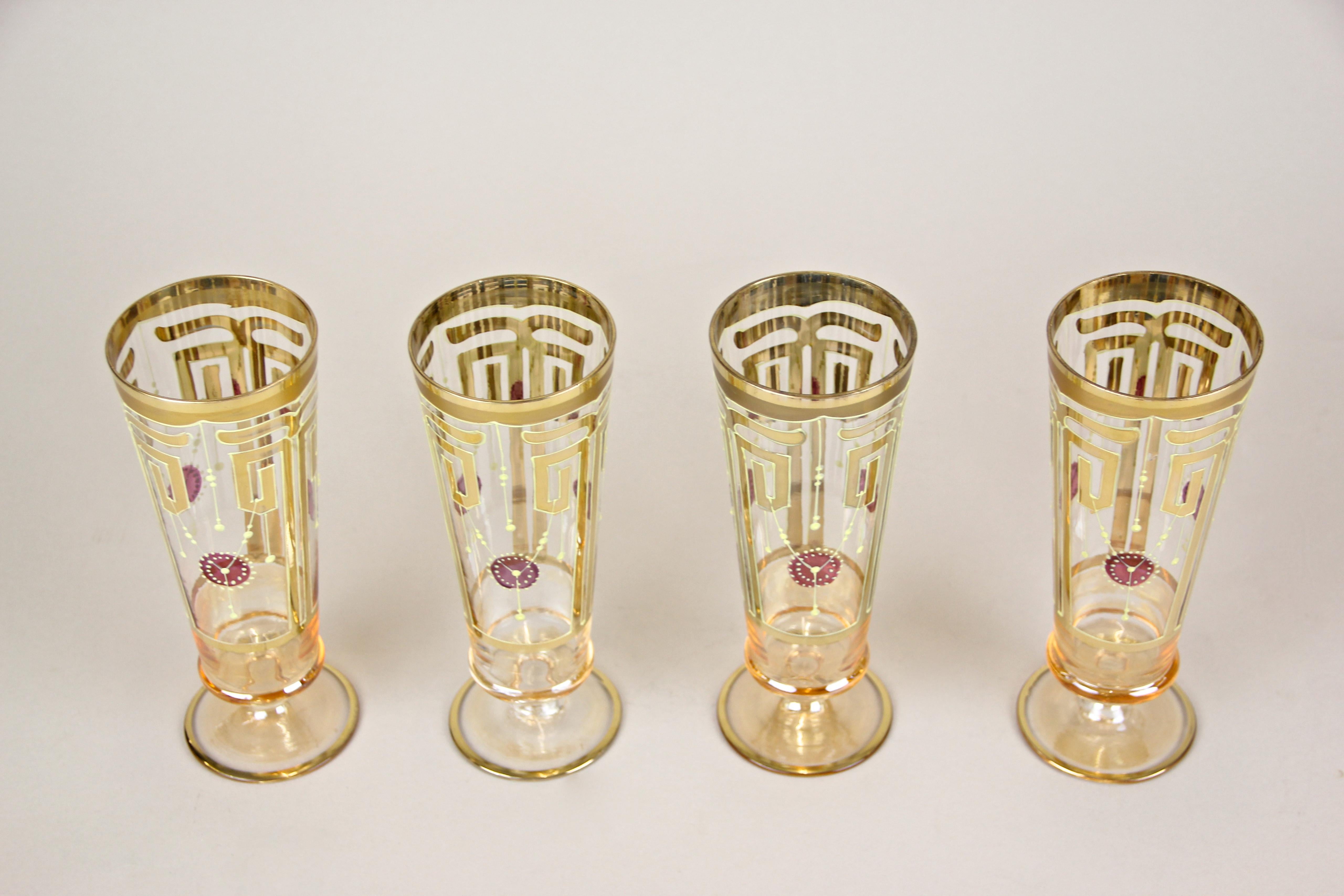 Vienna Secession Gilt Glasses Set of Four Art Nouveau, Austria, circa ...