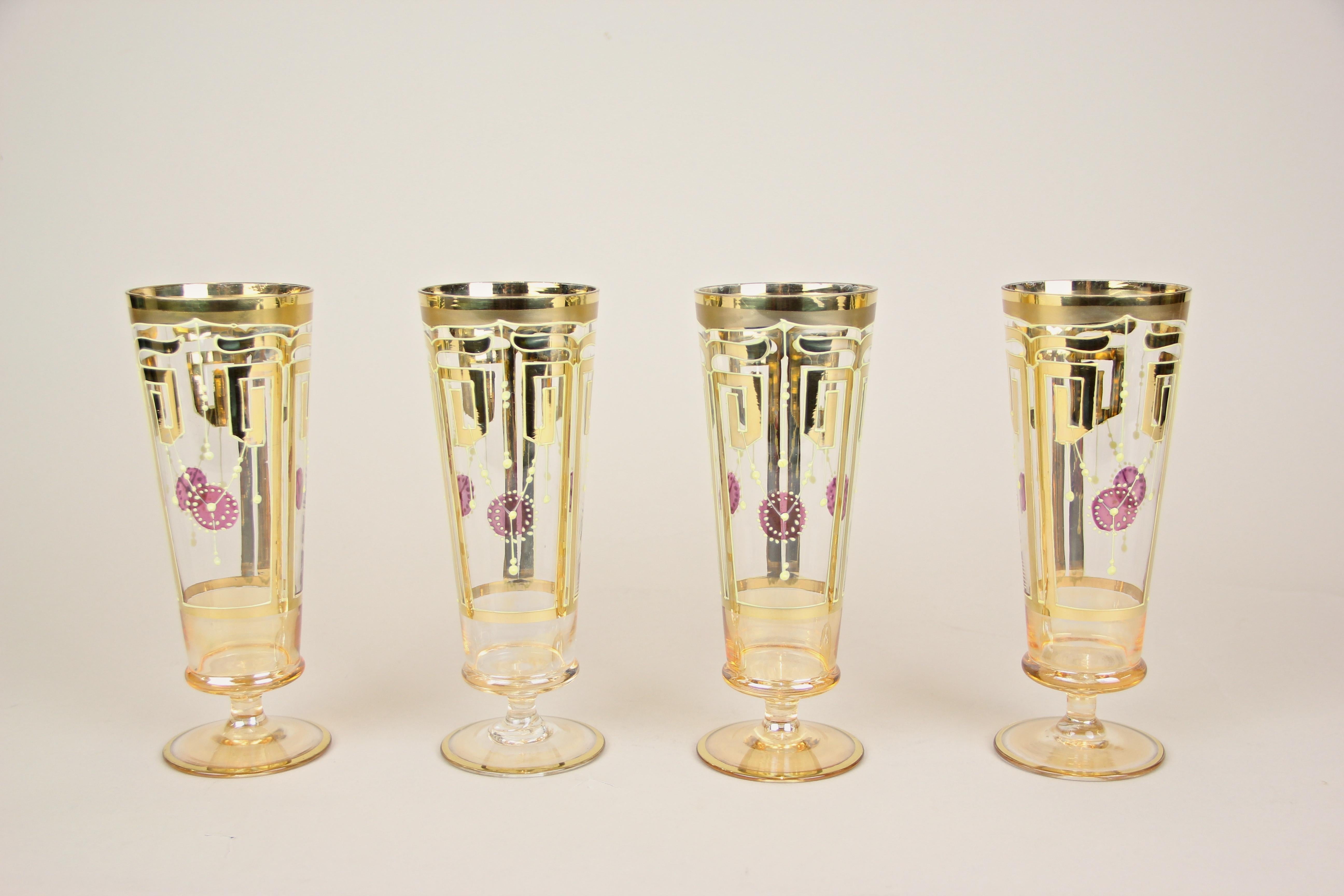 Vienna Secession Gilt Glasses Set of Four Art Nouveau, Austria, circa ...