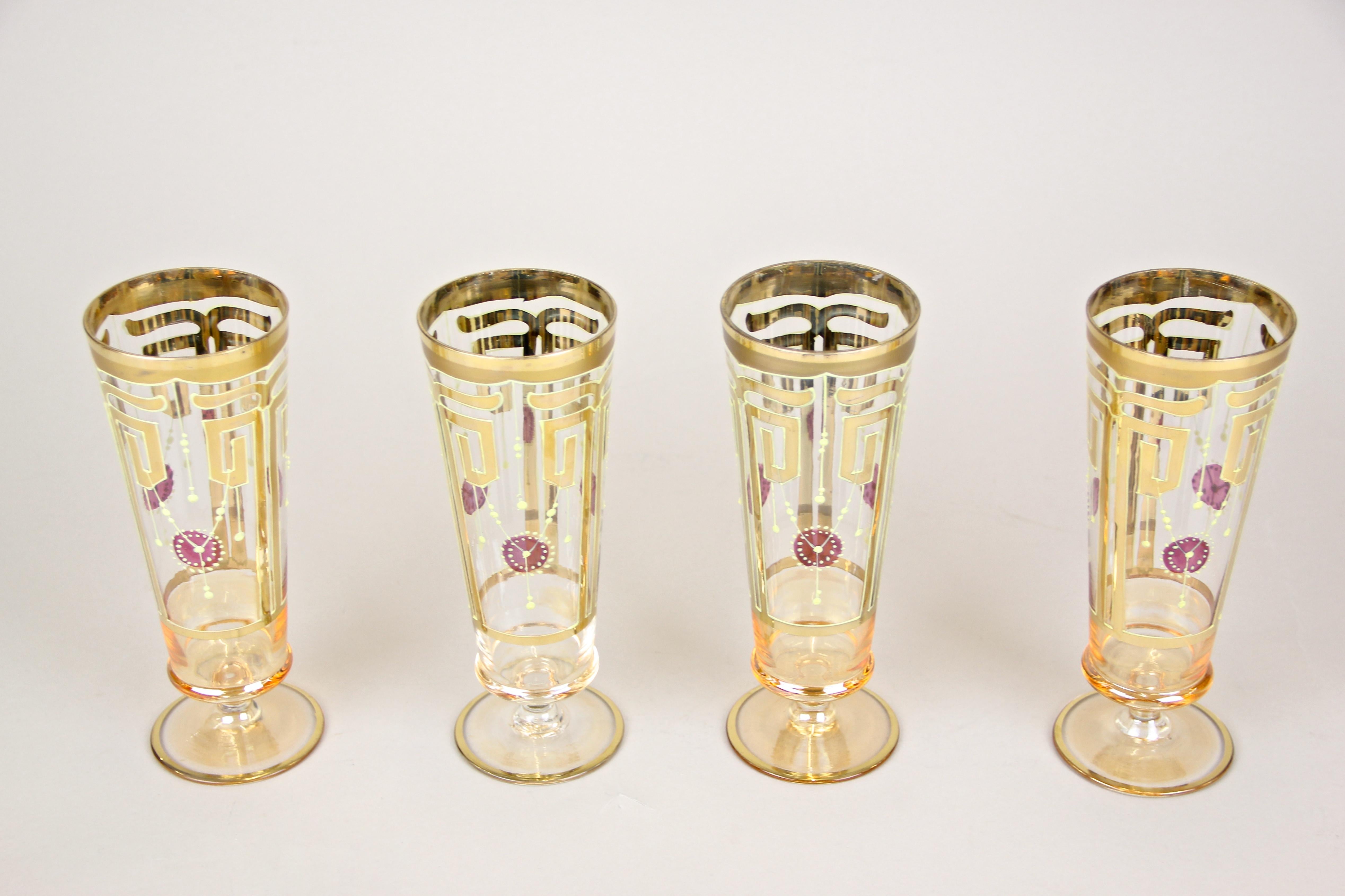 Vienna Secession Gilt Glasses Set of Four Art Nouveau, Austria, circa ...